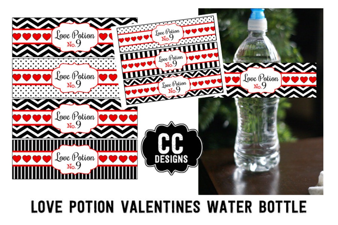 PRINTABLE Valentine Water Bottle Labels Valentine Water Bottle - Etsy