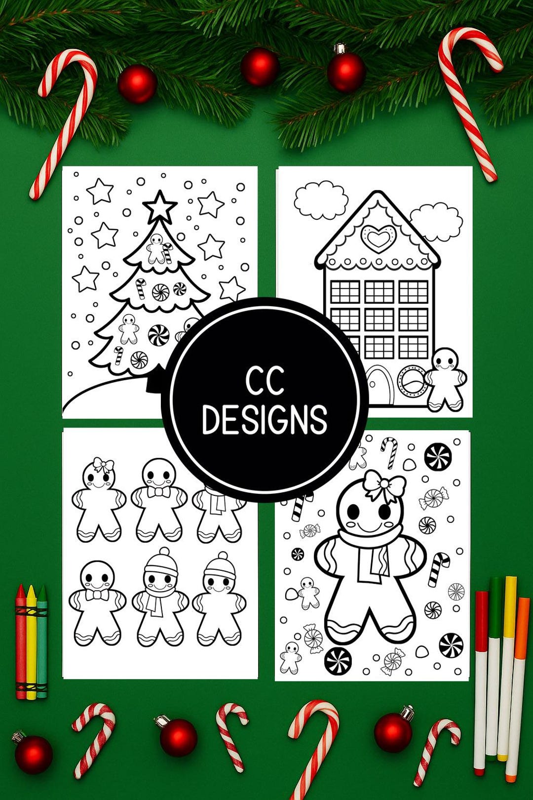 Gingerbread Coloring Pages – 15 Printable Sheets | Christmas Coloring ...