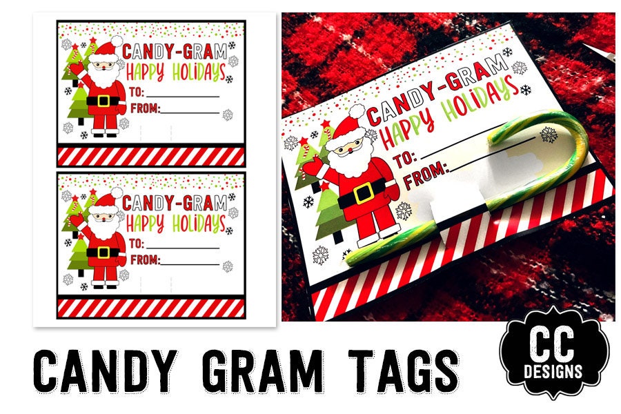 PRINTABLE Santa Candy Gram Candy Cane Gram Candy Cane Holder Christmas ...
