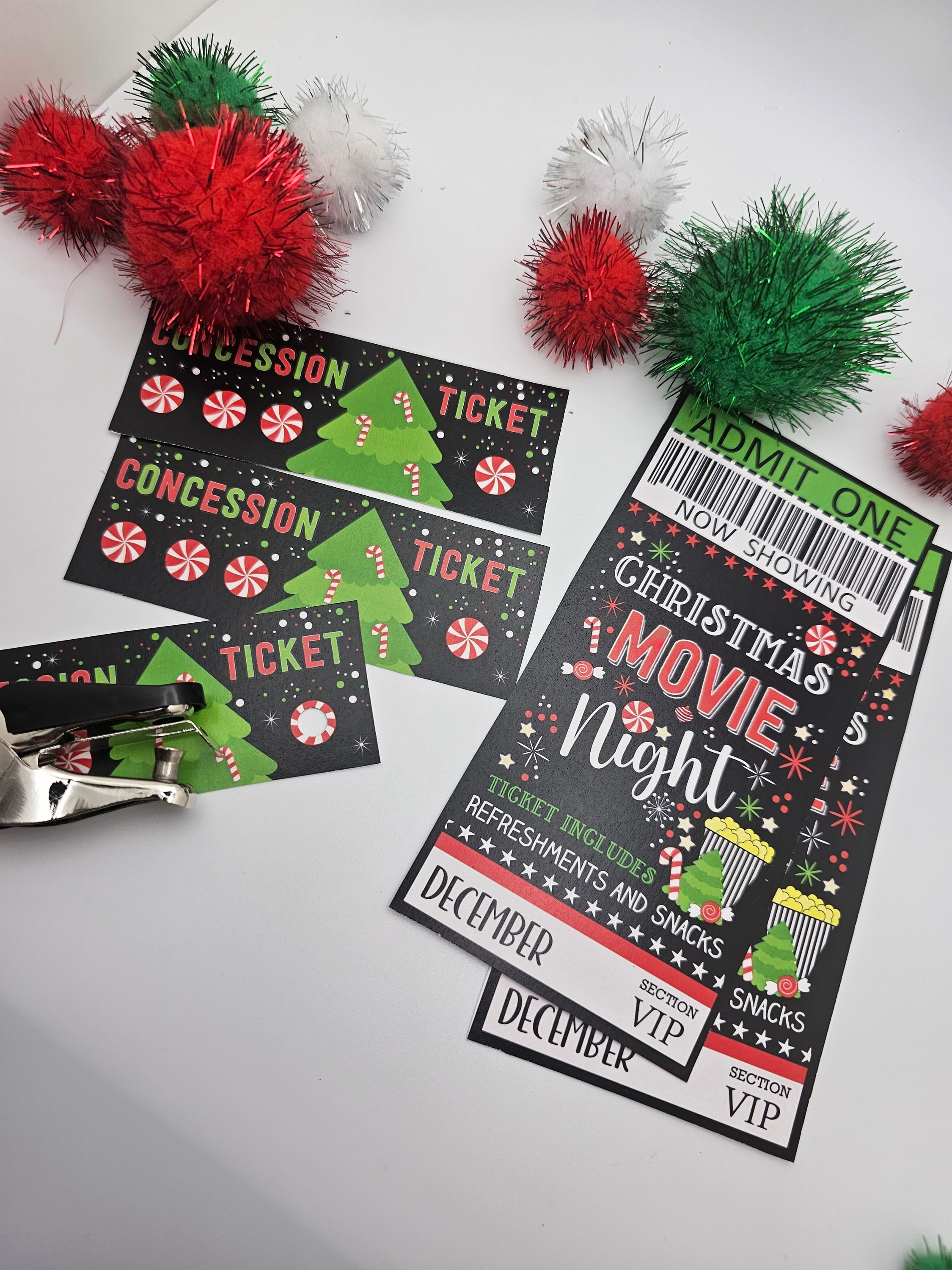 Christmas Holiday Movie Night Digital Ticket Fun Invite for A Xmas ...