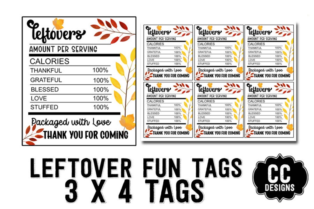PRINTABLE Thanksgiving Leftover Food Container Labels Digital Tags - Etsy