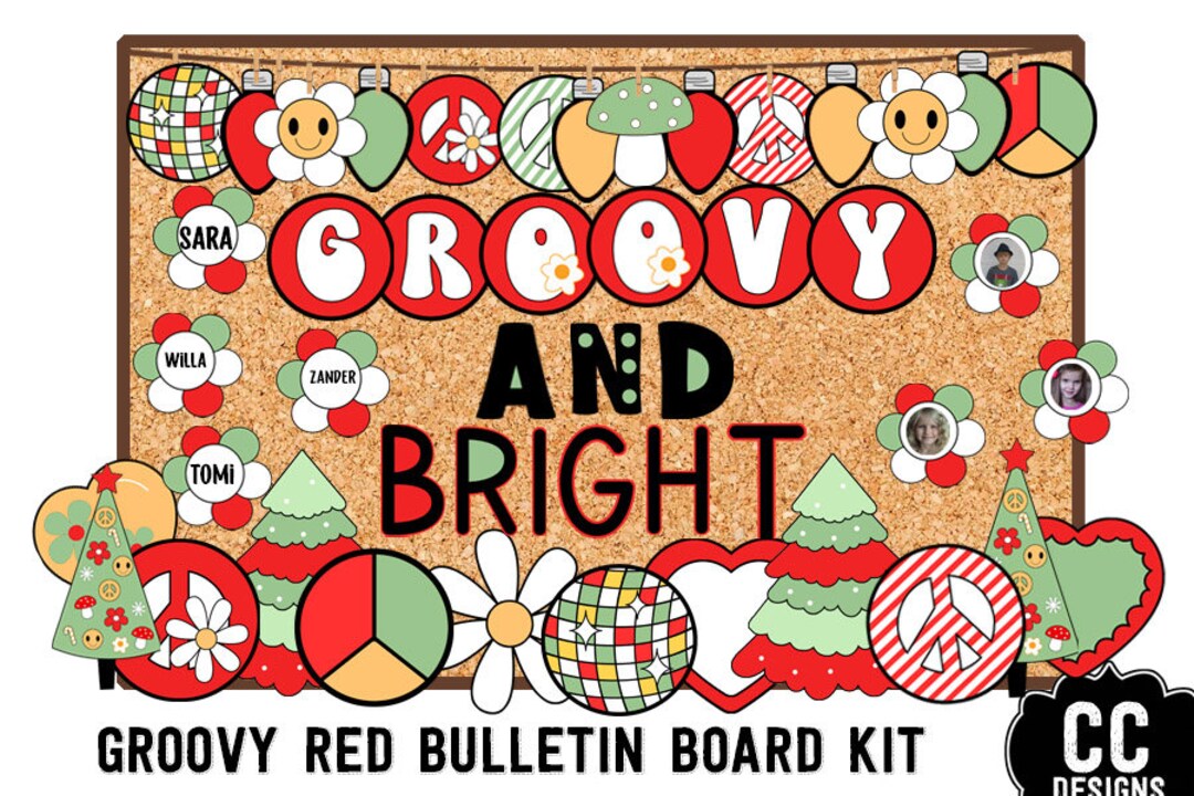 Groovy Holiday Christmas Bulletin Board Kit & Door and Student Activity ...