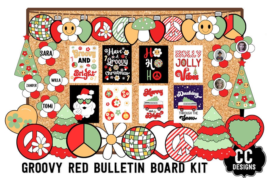 Groovy Holiday Christmas Bulletin Board Kit & Door and Student Activity ...