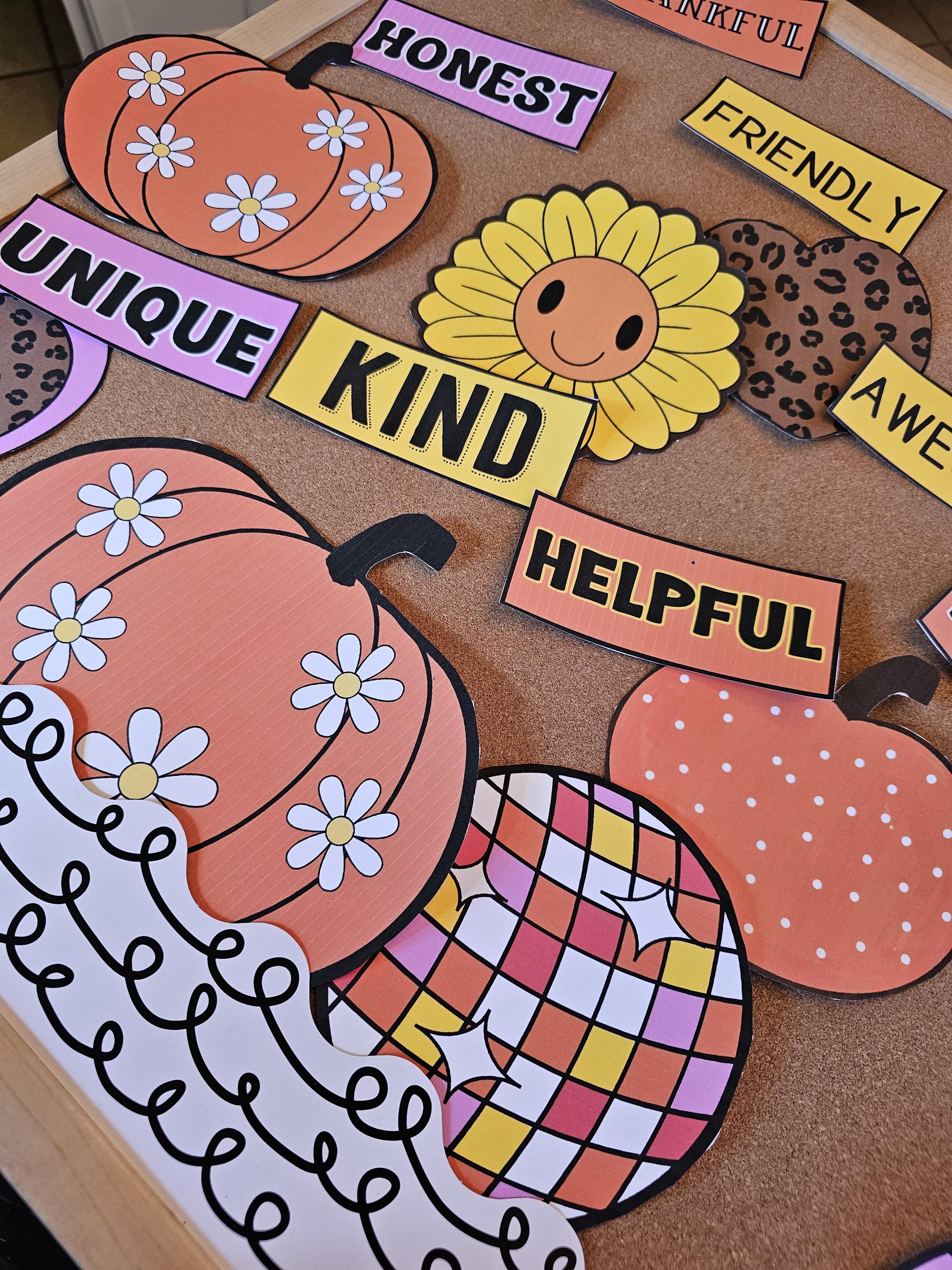 Groovy Fall Autumn Bulletin Board Kit Digital Art Door Kit Fall Themed ...