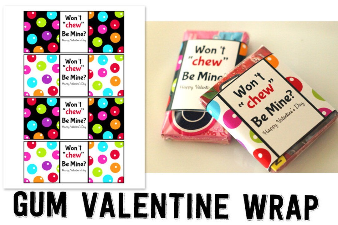 PRINTABLE Gumball Valentine Wrap Favor Label Tags Gumball Package ...