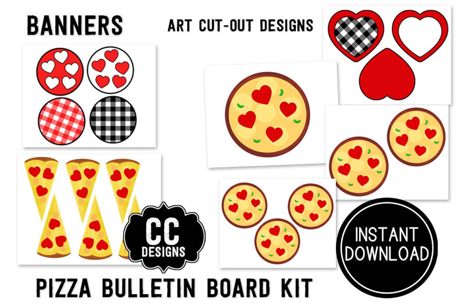 Pizza My Heart Bulletin Board Kit Valentine's Day Every Day Pizza Kit ...