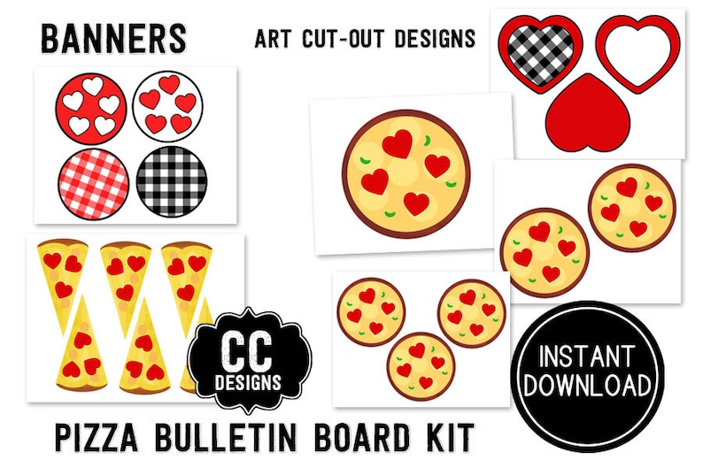 Pizza My Heart Bulletin Board Kit Valentine's Day Every Day Pizza Kit ...