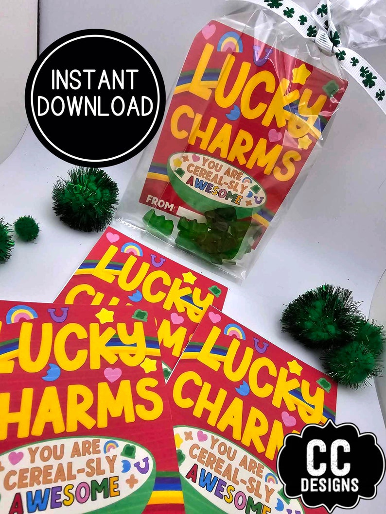 St Patrick's Printable St Patricks Day Lucky Charm Cereal Favor Tag Tag ...