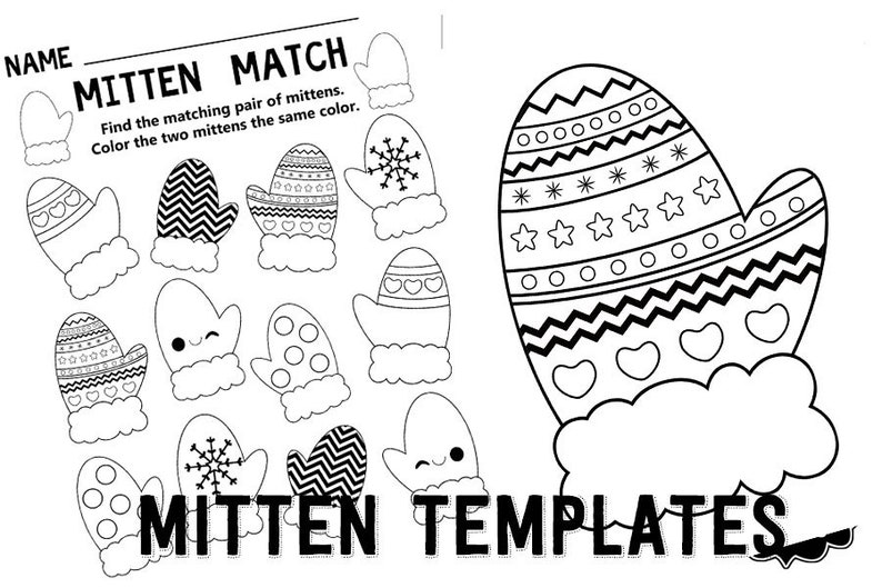 Mitten Craft Template Cut Out Art Kids Activity Worksheets - Etsy