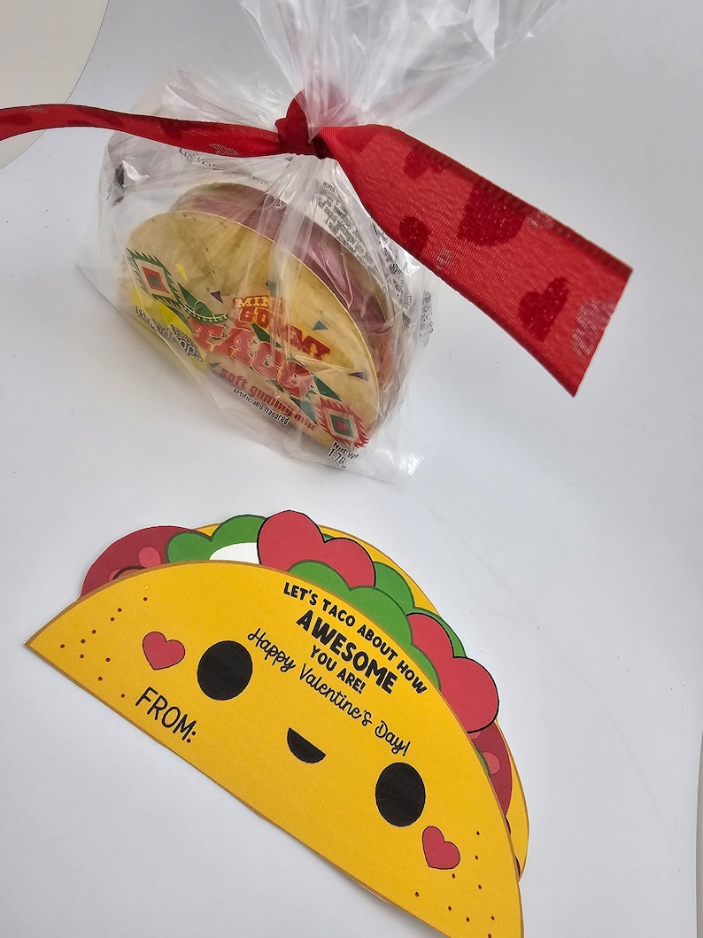 Valentine Printable Taco Card Valentine's Day Cut Out Taco Treat Tags ...