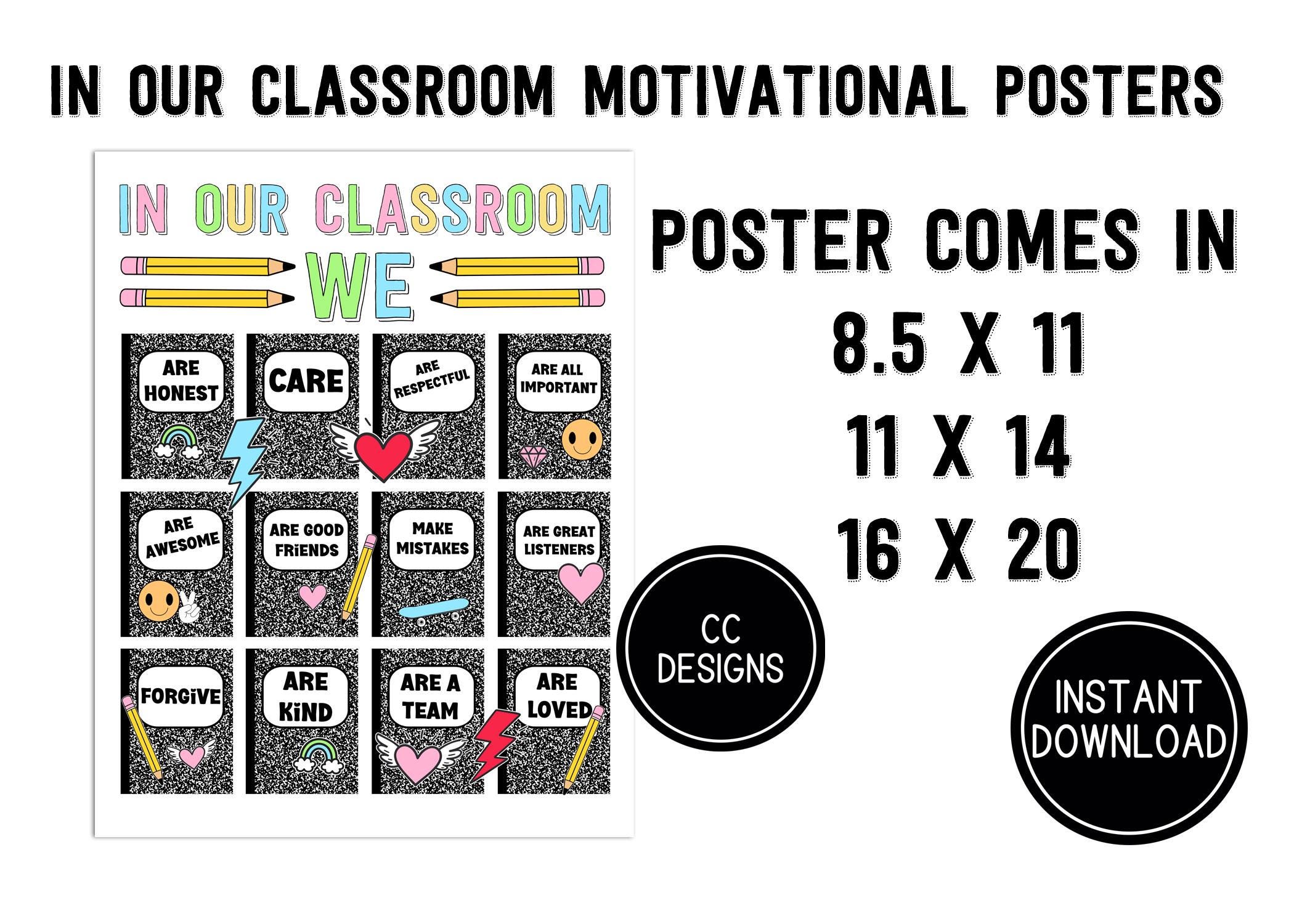 Motivational CLASSROOM Poster Printable Motivational Poster for ...