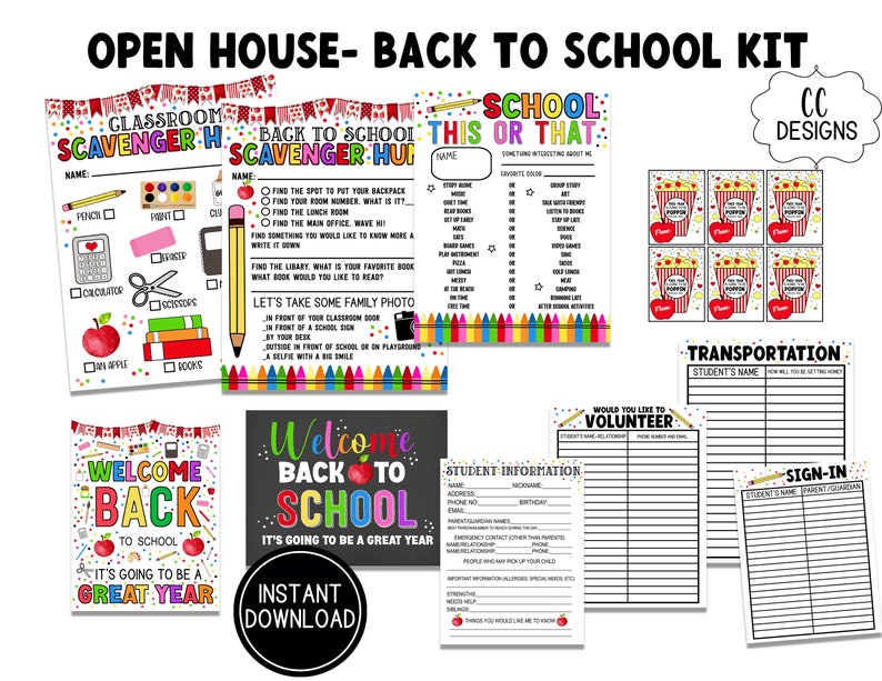 Back to School OPEN House Printable Kit Welcome Back School Kit Kit for ...