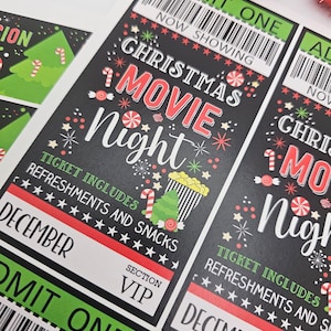 Christmas Holiday Movie Night Digital Ticket Fun Invite for A Xmas ...