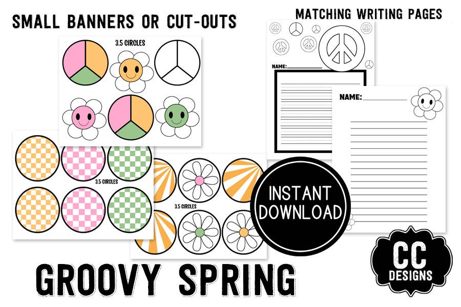 Groovy Spring Bulletin Board Printable Kit Spring Kit With Activities ...