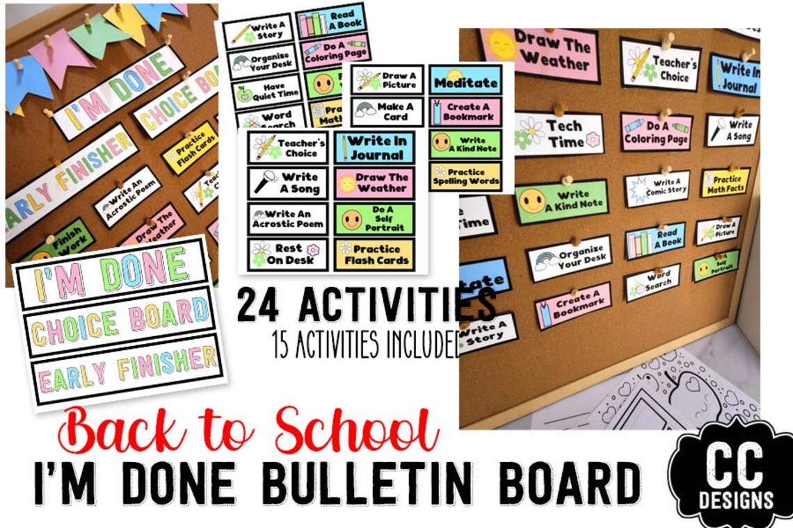 Choice Board Bulletin Board Kit Word Blocks for Early Finisher I'm Done ...