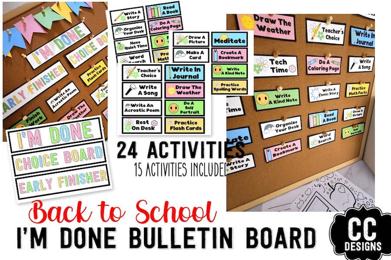 Choice Board Bulletin Board Kit Word Blocks for Early Finisher I'm Done ...