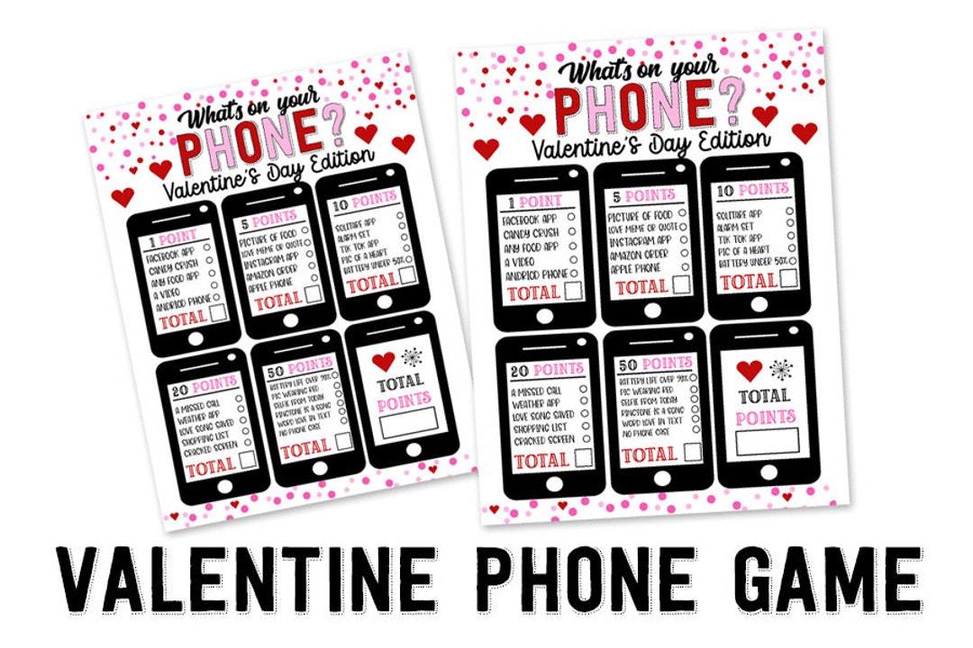 PRINTABLE What's on Your Phone Valentine Game Digital Game Favor Office ...