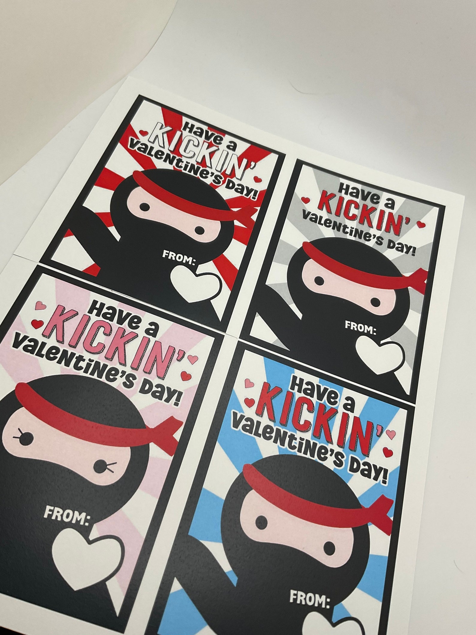 PRINTABLE Ninja Valentine Favor Kickin' Card Valentine Kids Cards ...