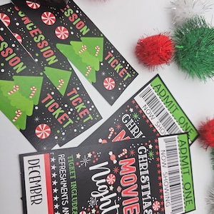 Christmas Holiday Movie Night Digital Ticket Fun Invite for A Xmas ...