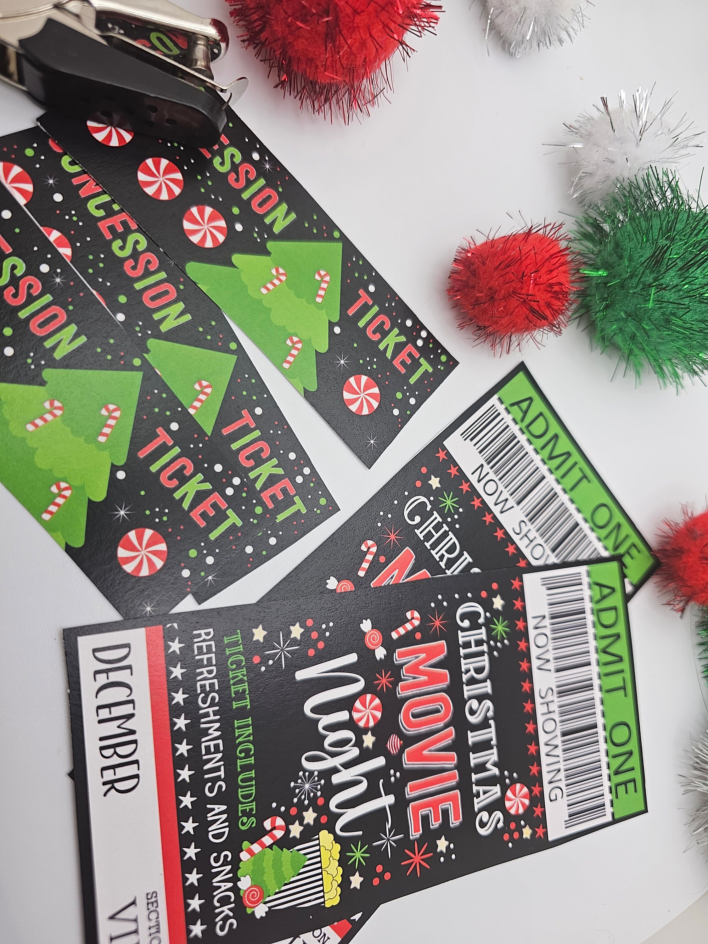 Christmas Holiday Movie Night Digital Ticket Fun Invite for A Xmas ...