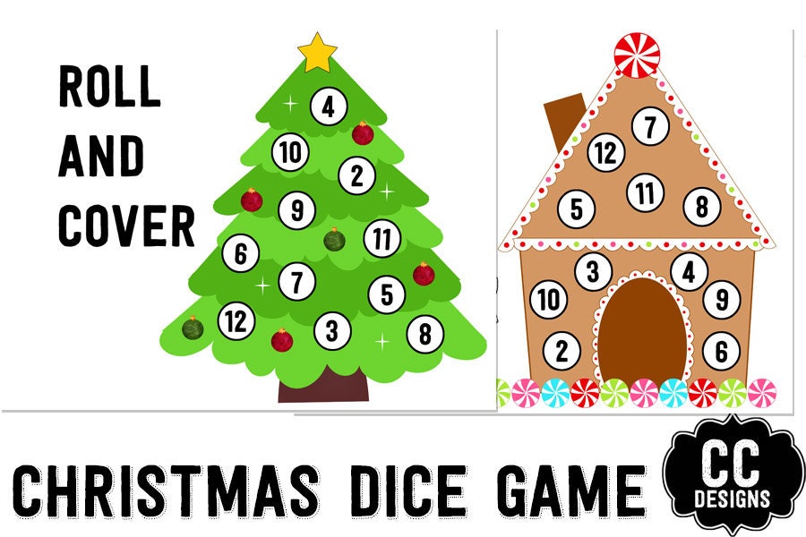 Christmas Games for Kids Roll A Dice and Cover Game I Classroom Party ...