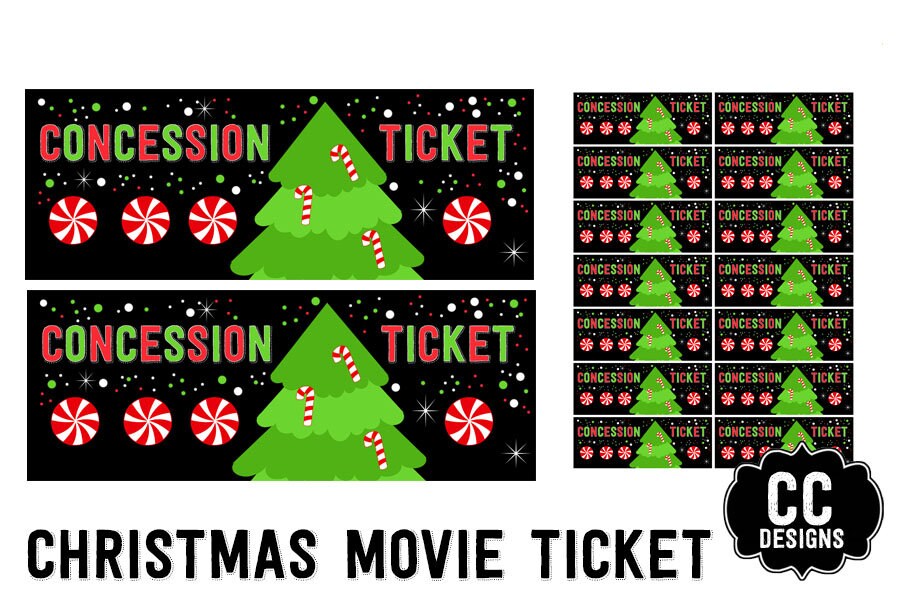 Christmas Holiday Movie Night Digital Ticket Fun Invite for A Xmas ...