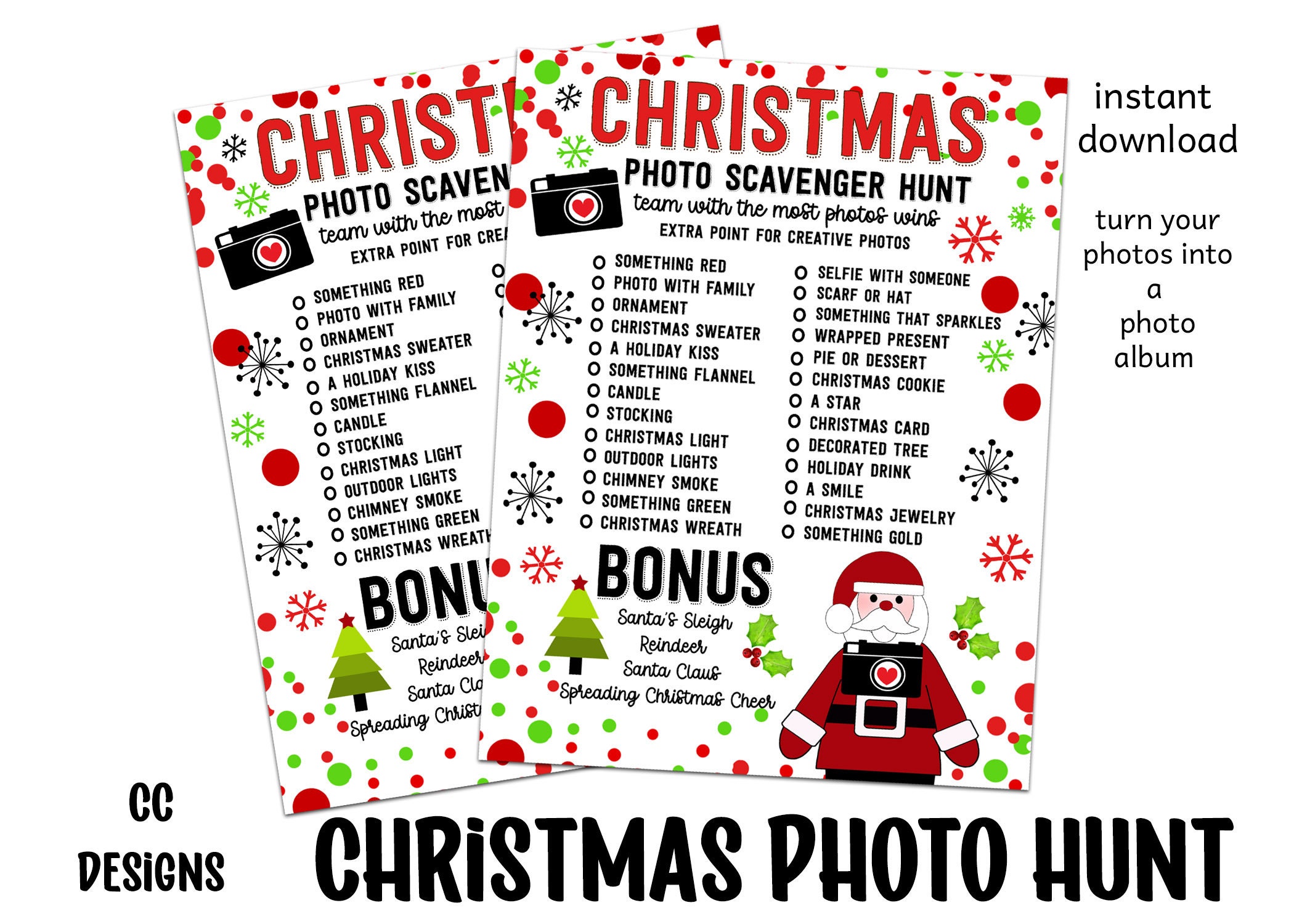 Christmas Photo Scavenger Hunt Game Family Game Activity for Party or ...