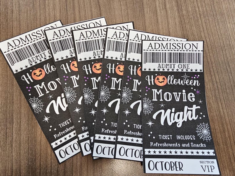 Halloween Movie Night Digital Ticket Fun Invite for A Spooky Movie ...