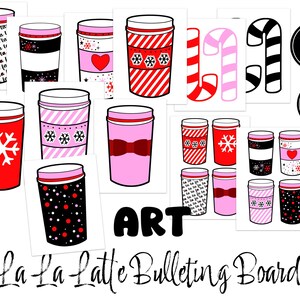 Fa La Latte Christmas Bulletin Board Kit Holiday Coffee Classroom Door ...