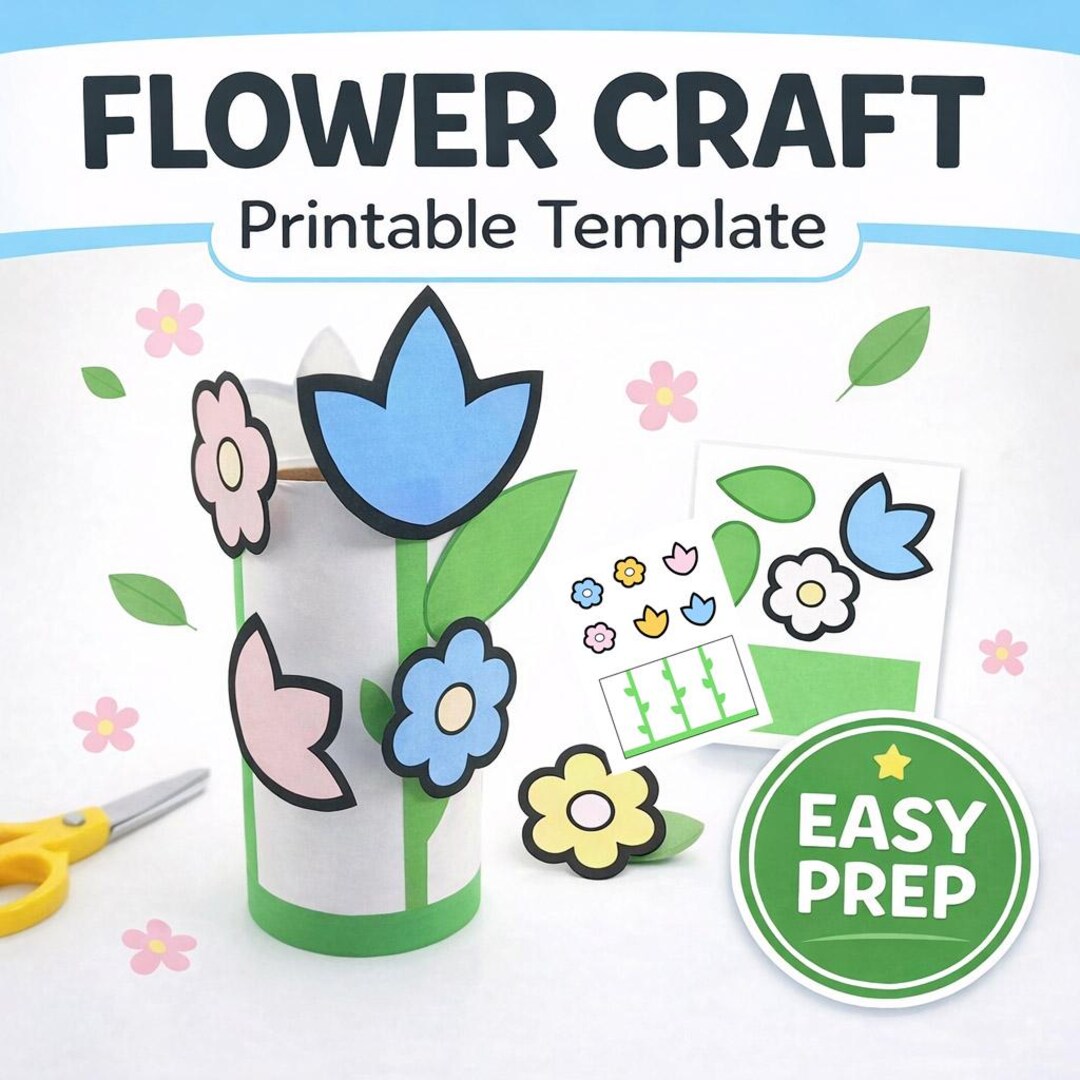 Spring Flower Roll Craft Template | TP Craft Printable | Cut and Paste ...