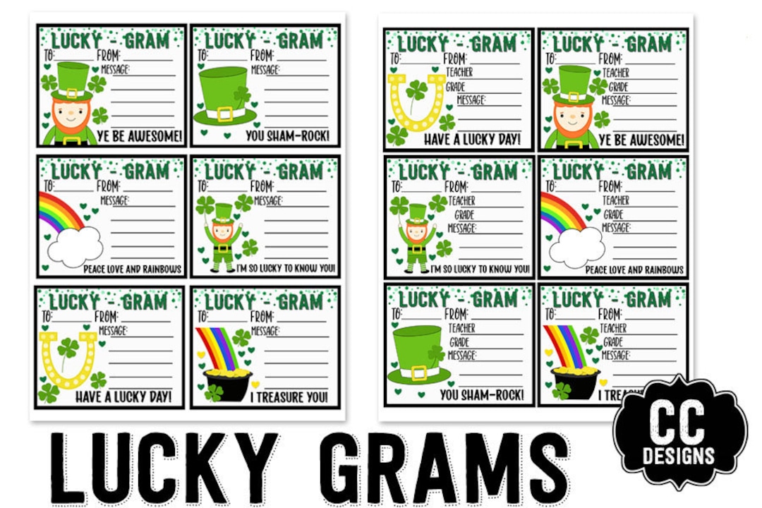 PRINTABLE Lucky Gram PTO Fundraiser Tags St. Patrick's Classroom ...