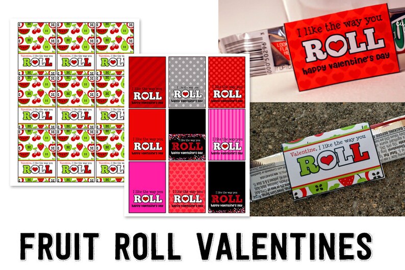 PRINTABLE Fruit Roll Digital Valentine Favor Treat Card Printable Card ...
