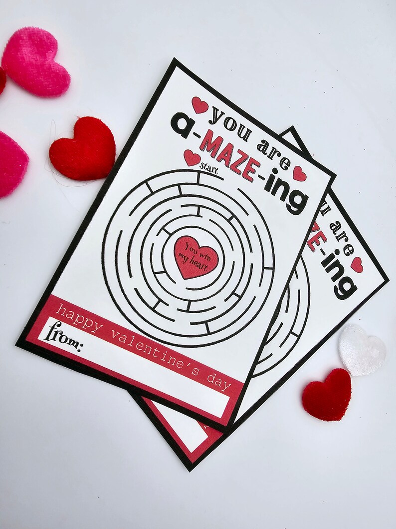 Valentine Maze Card Printable, Classroom Favor (PDF) Instant Download ...