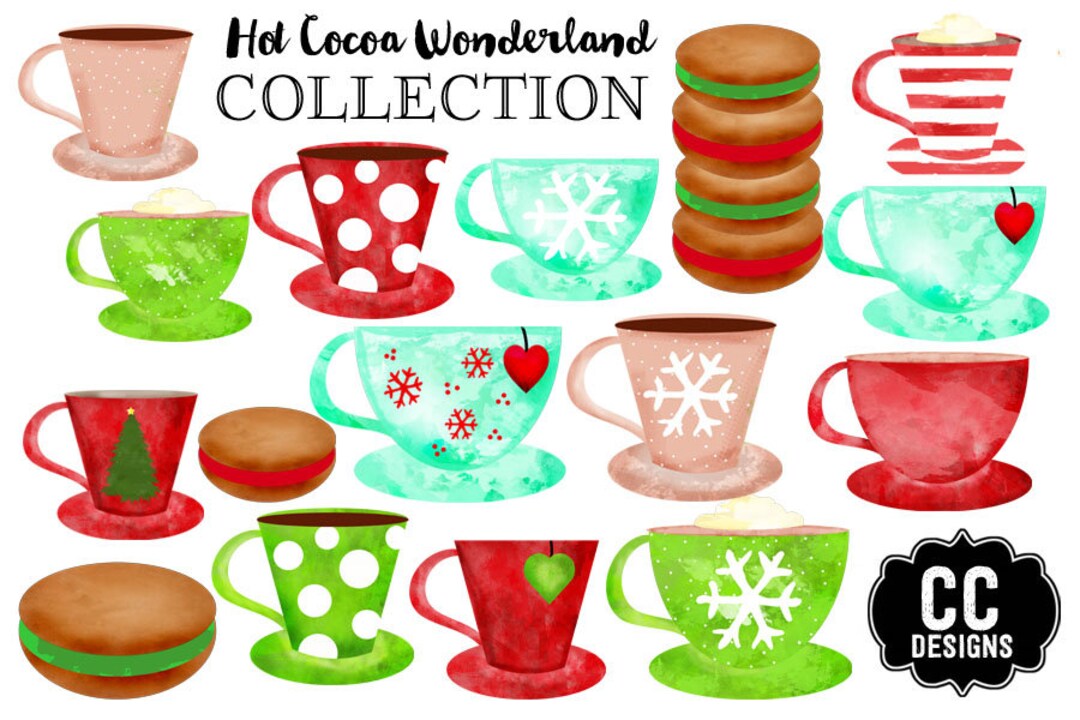 Cocoa Christmas Wonderland Digital Clip Art Watercolor Illustrations - Etsy