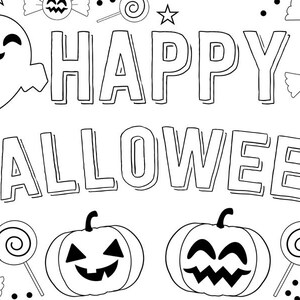 Halloween Doodle Coloring Pages Kids Adult Activity Fun - Etsy
