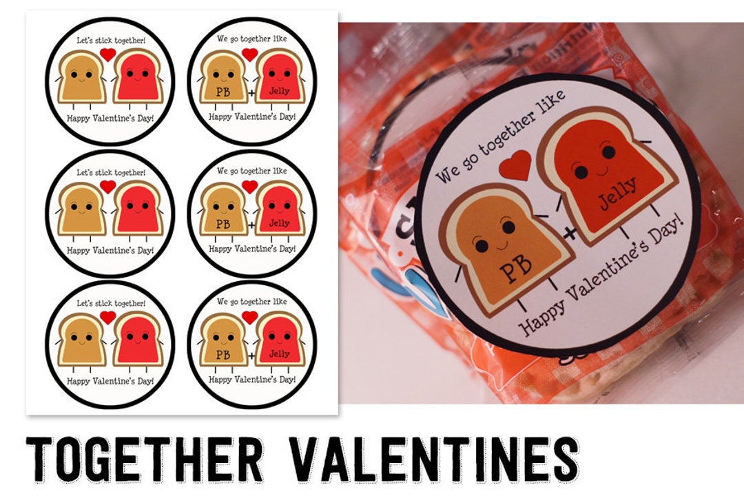 PRINTABLE- Valentine Peanut Butter Jelly Time Valentine Favor Food ...