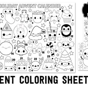 Christmas Advent Printable Holiday Advent Daily Coloring Activity Sheet ...