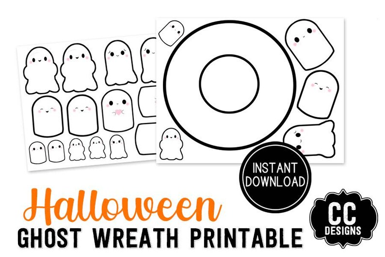 Halloween Ghost Craft Template |cute Ghost Wreath Printable | DIY ...