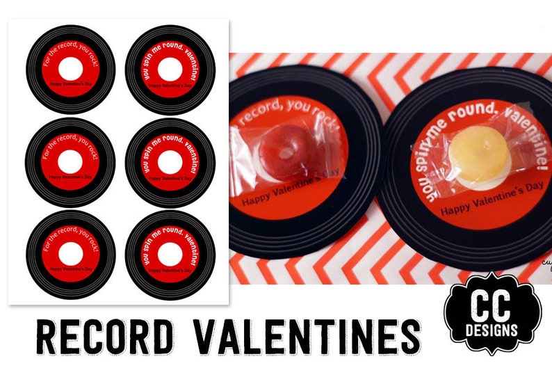 PRINTABLE Valentine Record Vintage Card Printable Music Valentine Band ...