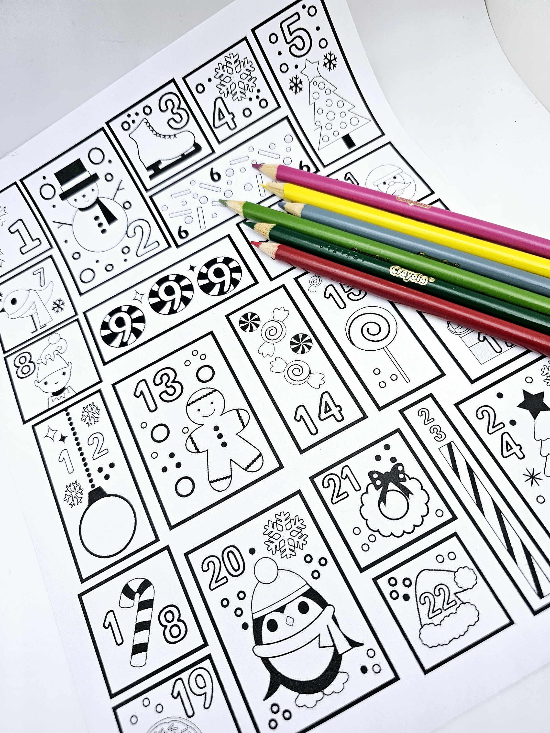 Hojas de calendario para colorear de Adviento, vacaciones navideñas ...