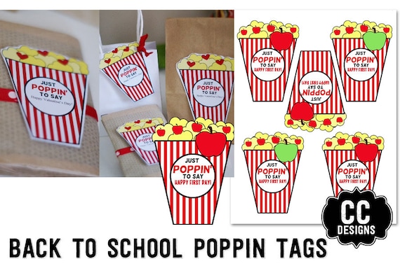 PRINTABE Back to School Food Popcorn Tag Teacher Open House - Etsy