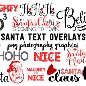 Santa Words Christmas Word Art Digital Clipart Illustration Text ...