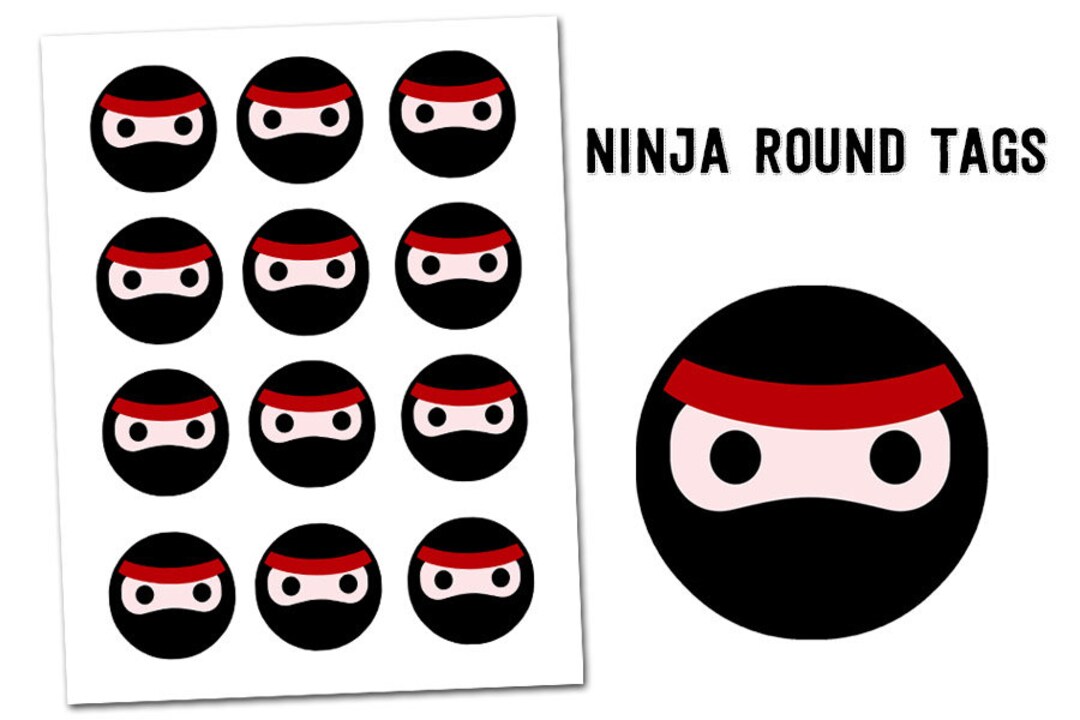PRINTABLE Round Ninja Faces Tags Labels Ninja Love Toppers - Etsy