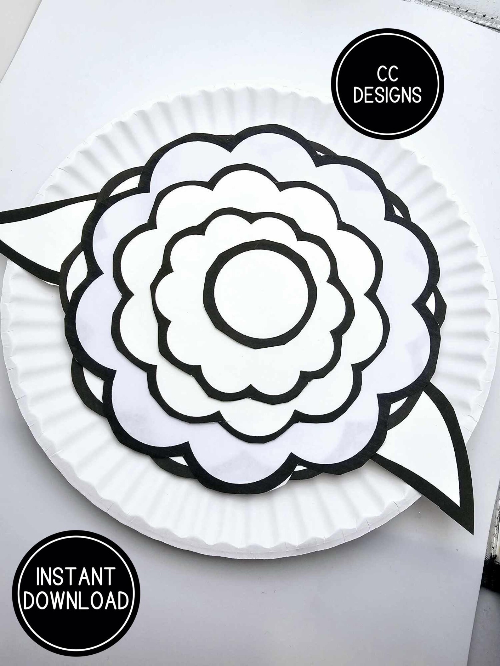 Spring Craft Printable | Paper Plate Flower Easter Art Craft Template ...