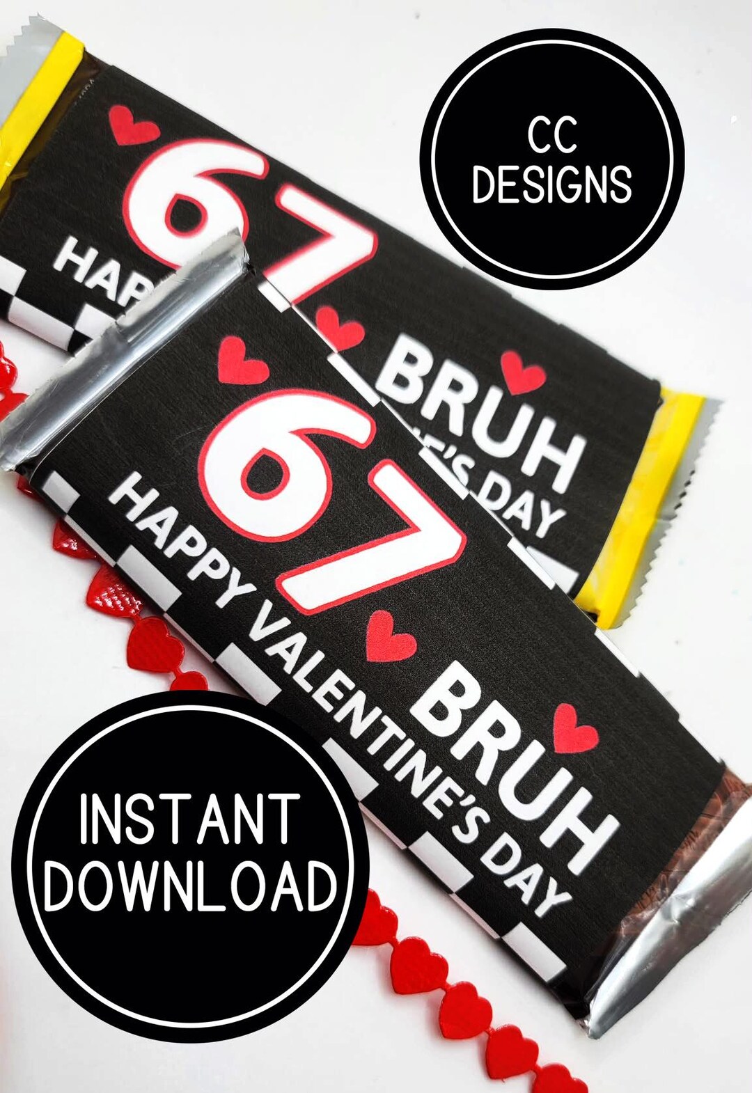 67 Bruh Candy Wrappers Valentine Printable Candy Wrappers for Class ...