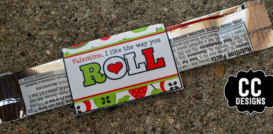 PRINTABLE Fruit Roll Digital Valentine Favor Treat Card Printable Card ...