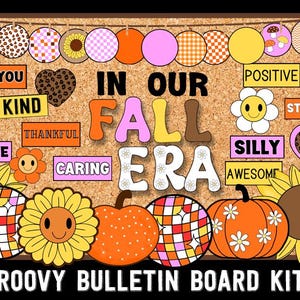 Groovy Fall Autumn Bulletin Board Kit Digital Art Door Kit Fall Themed ...