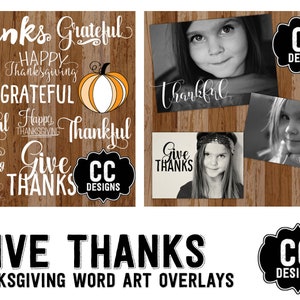 Give Thanks Word Art Overlays Clip Art and Alpha Thanksgiving - Etsy