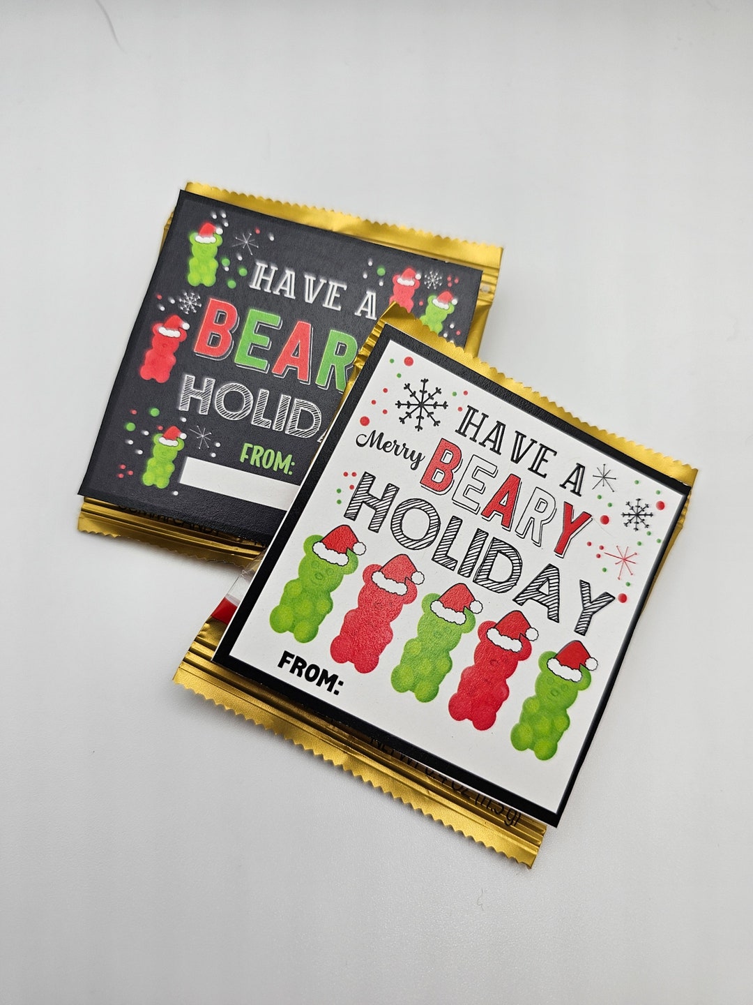 Christmas Holiday Gummi Bear Digital Favor Tags PDF Print and Cut ...