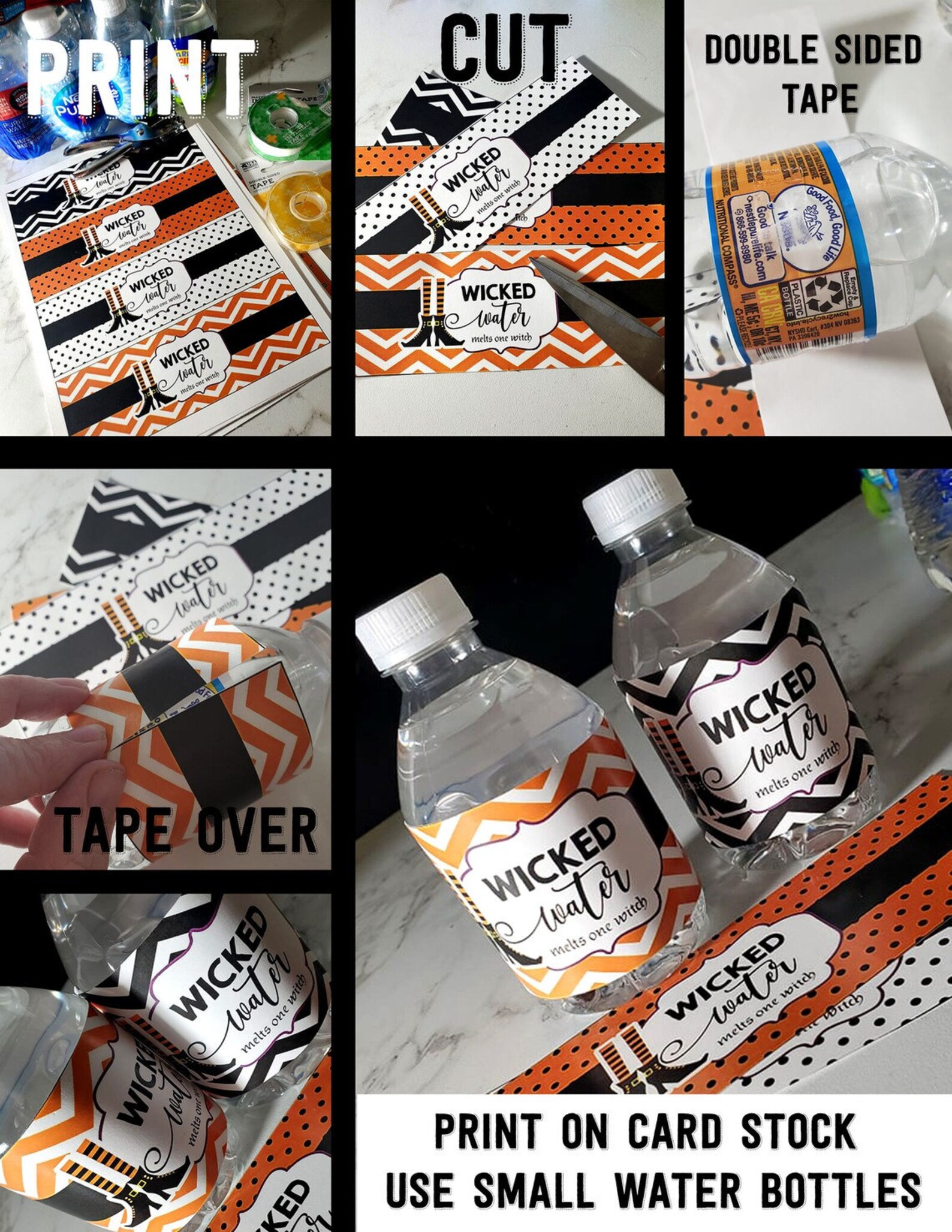 Penguin and Polka Dots Printable Water Bottle Labels Small and Large ...